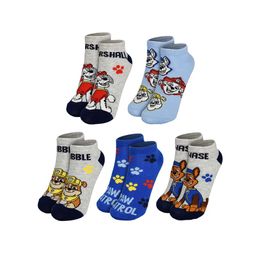 5er Pack PAW PATROL Socken Sneaker Kindersocken S&ouml;ckchen in blau/grau | Gr.: 23-26