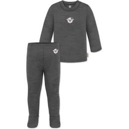 Normani Outdoor Sports Baby Merino Set Wollpullover und Unterhose in Anthrazit | Gr.: 92