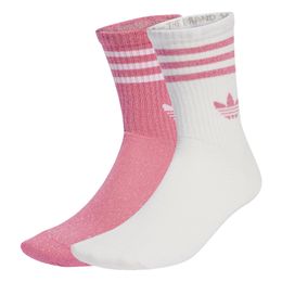 adidas originals Socken '3-Stripes Glitter Crew 2 Pairs' Damen Gr&ouml;&szlig;e 37/39 pink / wei&szlig;