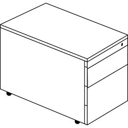 Mauser Schubladencontainer mit Rollen, HxT 570 x 600 mm, 1 Materialschub, 1 H&auml;ngeregistratur, lichtgrau / lichtgrau / lichtgrau