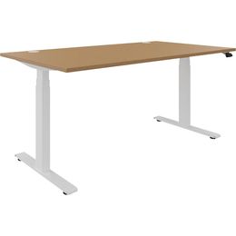 Schreibtisch BOTTOM-UP, elektrisch h&ouml;henverstellbar, gerade, BxT 1600 x 900 mm, Buche/wei&szlig; kaiserkraft