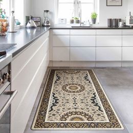 Teppich Klassisches Persermuster Schwarz Beige