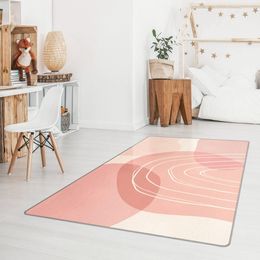 Teppich Gro&szlig;e Kreisformen im Regenbogen - rosa