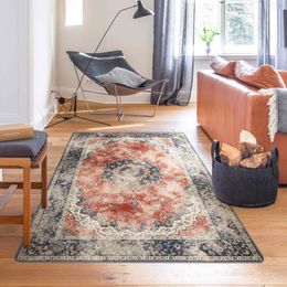 Teppich Klassisches Persermuster Blau Rot Vintage