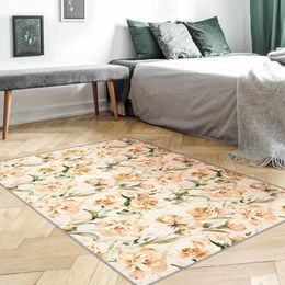 Teppich Pfingstrosen Aquarell Muster Beige