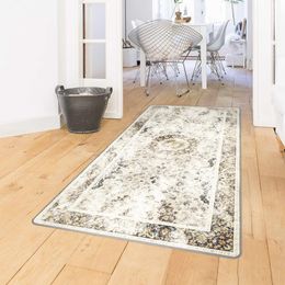 Teppich Klassisches Persermuster Schwarz Beige Vintage