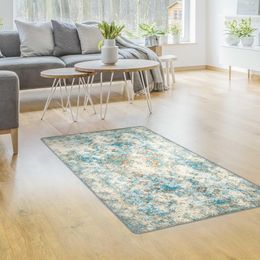 Teppich Skandinavisches Muster Blau Creme Vintage