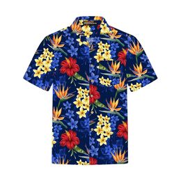 Hawaiihemdshop.de Hemd 'Hawaiihemd "Flowerful Summer (blue)"' Herren Gr&ouml;&szlig;e S dunkelblau