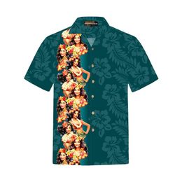 Hawaiihemdshop.de Button Up Shirt 'Girls of Hawaii' male Green size S