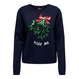 Only Pullover 'XMAS MISTLETOE' Damen Gr&ouml;&szlig;e XL nachtblau / gr&uuml;n / rot / wei&szlig;