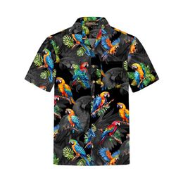 Hawaiihemdshop.de Hemd 'Hawaiihemd Hawaiian Parrots' Herren Gr&ouml;&szlig;e M schwarz