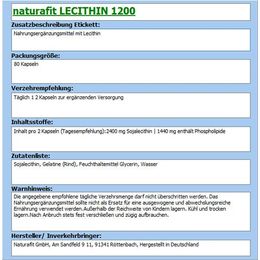 naturafit® Naturafit Lecithin 1200 Kapseln 80 St