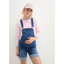 bonprix 2-in-1 Umstands-Latzshorts und Bermuda-Latzshorts, blau, Gr.48, Bequeme Jeans-Latzshorts aus Stretchdenim f&uuml;r die Schwangerschaft, 98% Baumwolle