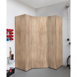 Mehrzweckschrank-Set wimex "Multiraumkonzept, 3-teiliges Set, Stauraumwunder", eiche sägerau nachbildung, B:155cm H:185cm T:54cm, Spanplatte, Kastenmöbel-Sets, Ecklösung, individuell einsetzbar