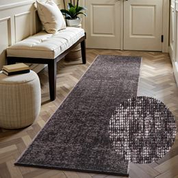 Teppich ELLE DECORATION "Prisma", braun, B:80cm H:5mm L:250cm, Baumwolle, Polyester, Teppiche, Teppich, Glanz-Effekt, Karo Design, Kachel-Optik, Wohnzimmer, Schlafzimmer,Flur