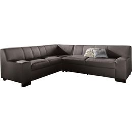 Ecksofa DOMO collection "Norma, moderne Armlehnen, zeitlos und elegant, Breite 247cm, L-Form", braun, B:247cm H:74cm T:212cm, Microfaser PRIMABELLE (100% Polyester);Kunstleder SOFTLUX;Struktur (90% Polyester, 10% Polyacryl);NaturLEDER (echtes Rindsleder), Sofas, Ecksofa, wahlweise mit Bettfunktion