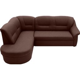 Ecksofa DOMO collection "Faenza f&uuml;r kleine R&auml;ume, Stellma&szlig;e 232x176cm, komfortabel, L-Form", braun (dunkelbraun), B:232cm H:88cm T:176cm, 100% Polyester, Sofas, Ecksofa, mit Ottomane, zeitlos, elegante Armlehnen, wahlweise mit Bettfunktion