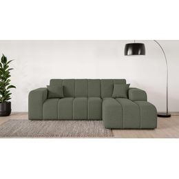 Ecksofa OTTO HOME "CASSY L-Form, Schlafsofa mit Bettkasten, Ma&szlig;e B/T/H: 245/165/88 cm", gr&uuml;n (dunkelgr&uuml;n), B:248cm H:83,5cm T:165,5cm, 94% Polyester, 6% Nylon, Sofas, Ecksofa, mit 2 R&uuml;ckenkissen, Recamiere rechts oder links bestellbar