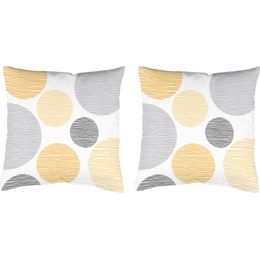 Dekokissen Home Wohnideen "BORDEN" Gr. 1, gelb (gelb, bedruckt), B:40cm L:40cm, Polyester, Dekokissen_Sitzkissen_Kissenh&uuml;llen, Kissenh&uuml;lle mit F&uuml;llung, 2 St&uuml;ck