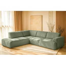 Ecksofa Home Affaire "Linkka, Breite 282 cm", gr&uuml;n, B:282cm H:75cm T:223cm, 90% PES, 10% Nylon, Sofas, Ecksofa, L-Form, in einem weichen Chenille-Stoff, mit Wellenunterfederung