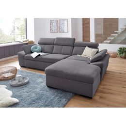 Ecksofa exxpo - SOFA FASHION "Salerno, inkl. Arm-& Kopfteilverstellung, bequem, Breite 280cm, L-Form", grau, B:280cm H:77cm T:170cm, Sofas, Ecksofa, wahlweise mit Bettfunktion und Bettkasten, tolle Detailverarbeitung