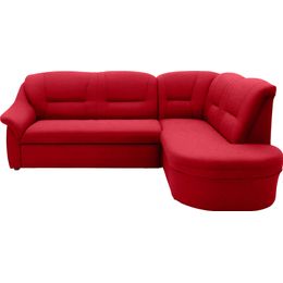 Ecksofa DOMO collection "Faenza f&uuml;r kleine R&auml;ume, Stellma&szlig;e 232x176cm, komfortabel, L-Form", rot (dunkelrot), B:232cm H:88cm T:176cm, 100% Polyester, Sofas, Ecksofa, mit Ottomane, zeitlos, elegante Armlehnen, wahlweise mit Bettfunktion