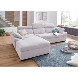 Ecksofa exxpo - SOFA FASHION "Salerno, inkl. Arm-& Kopfteilverstellung, bequem, Breite 280cm, L-Form", silber, B:280cm H:77cm T:170cm, Sofas, Ecksofa, wahlweise mit Bettfunktion und Bettkasten, tolle Detailverarbeitung