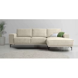 Ecksofa OTTO HOME "Polsterecke Oland, Struktur, Flachgewebe, Luxus-Microfaser, Boucle", beige, B:280cm H:85cm T:152cm, 100% Polyester, Sofas, Ecksofa, L-Form, 280 cm, Wellenunterfederung, Skandi-Design, Metallf&uuml;&szlig;e
