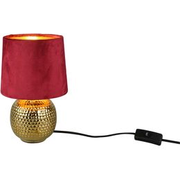 REALITY LEUCHTEN Schreibtischlampe "Sophia", bunt (rot gold), 1, &Oslash; 16cm H: 26cm, 1 Stk., Leuchten, Nachttischlampe, Keramik Fu&szlig; mit Samtschirm, Tischlampe Nachttischleuchte Tischleuchte