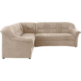 Ecksofa DOMO collection "Sarafina zeitlos&bequem, optional mit Federkern, Breite 240cm, L-Form", beige, B:240cm H:83cm T:190cm, Microfaser PRIMABELLE (100% Polyester) / Struktur (90% Polyester; 10% Polyacryl);Luxus-Microfaser (92% Polyester, 8% Nylon);Microfaser PRIMABELLE (100% Polyester), Sofas, Ecksofa, wahlweise mit Bettfunktion, Topseller