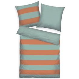 Bettw&auml;sche Tom Tailor HOME "BOLD STRIPES in Gr. 135x200cm, 155x220cm oder 200x220cm", gr&uuml;n (warm coral, fresh sage), B/L: 155cm x 220cm, 1 Stk., 1 Stk., Renforc&eacute;, B/L: 80cm x 80cm, 2 Stk., Renforc&eacute;, Obermaterial: 100% Baumwolle, Bettw&auml;sche, Bettw&auml;sche, new bedroom, mit farbigem Markenrei&szlig;verschluss