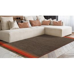 Teppich Padiro "Twice 325", braun, B:200cm H:13mm L:300cm, Wolle, Teppiche, Teppich, Handgearbeitet, Naturteppich, beidseitig verwendbar