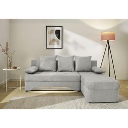 Jockenh&ouml;fer Ecksofa JOCKENH&Ouml;FER GRUPPE "Starlight L-Form, B: 191 cm", grau (hellgrau), B:191cm T:85cm, Korpus: 100% Polyester;Kissen: 100% Polyester, Sofas, Ecksofa, mit Bettfunktion, Bettkasten & Licht, Unser Dauertiefpreis