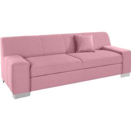 2,5-Sitzer DOMO collection "Bero, elegant und zeitlos, kubisch, flache Armlehnen, Breite 212cm", rosa (flamingo), B:212cm H:74cm T:85cm, Feinstruktur (100% Polyester);Luxus-Microfaser (100% Polyester);Zierkissen: Im jeweiligen Bezugsstoff;Struktur fein (100% Polyester), Sofas, fester Sitzkomfort