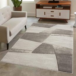 Teppich Carpet City "BONITO 9053", braun, B:120cm H:11mm L:170cm, Obermaterial: 100% Polypropylen, Teppiche, Teppich, Läufer, Flachflor, Hochtief-Muster/ 3D-Effekt, Geo-Muster, Wohnzimmer