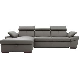 Ecksofa exxpo - SOFA FASHION "Salerno, Funktionssofa, Breite 280cm, hoher Sitzkomfort, L-Form", grau (elefant), B:280cm H:77cm T:170cm, Microfaser-Primabelle (100% Polyester);NaturLEDER;Kunstleder;Lederfaserstoff;Luxus-Microfaser Lederoptik, Sofas, Ecksofa, inkl. Kopf- und Armteilverstellung, wahlweise mit Bettfunktion