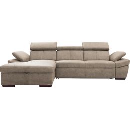 Ecksofa exxpo - SOFA FASHION "Salerno, Funktionssofa, Breite 280cm, hoher Sitzkomfort, L-Form", beige (sahara), B:280cm H:77cm T:170cm, Microfaser-Primabelle (100% Polyester);NaturLEDER;Kunstleder;Lederfaserstoff;Luxus-Microfaser Lederoptik, Sofas, Ecksofa, inkl. Kopf- und Armteilverstellung, wahlweise mit Bettfunktion