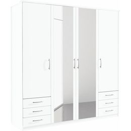 Kleiderschrank Priess "Husum", weiß, B:185cm H:196cm T:57cm, Holzwerkstoff, Schränke, Kleiderschrank, mit dekorativen Kranz, wahlweise mit Schubkästen