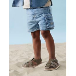Shorts name it "NMMRYAN JOG DNM L SHORTS 3950-KY H", Jungen, Gr. 92, N-Gr, blau (light blau denim), Denim/Jeans, Obermaterial: 100% Baumwolle, gestreift, washed, kurz, Hosen