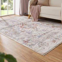 Teppich LUXOR living "Rocco", blau (creme,blau), B:160cm H:11mm L:240cm, Polyester, Teppiche, Teppich, Vintage-Look, verschiedene Designs, mit Fransen, Wohnzimmer