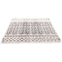 Teppich Tom Tailor HOME "Colored Macrame", grau, B:140cm H:10mm L:200cm, Schurwolle, Teppiche, Fransenteppich, Handweb Teppich, reine Wolle, handgewebt, mit Fransen, Scandi Design