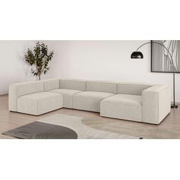 Wohnlandschaft OTTO HOME "HAILY U-Form mit Ottomane links/rechts, Ma&szlig;e B/T/H: 360/200/72 cm", beige (hellbeige), B:360cm H:72cm T:200cm, 100% Polyester, Sofas, Wohnlandschaft, als Modul oder separat verwendbar, f&uuml;r individuelle Zusammenstellung