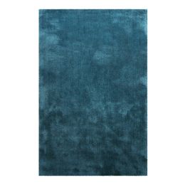 Teppich HOMIE LIVING "Pisa", blau (petrol t&uuml;rkis), B:200cm H:25mm L:290cm, Polyester, Teppiche, Teppich, Hochflor, Microfaser, uni, weich, Shaggy, Wohnzimmer, Schlafzimmer