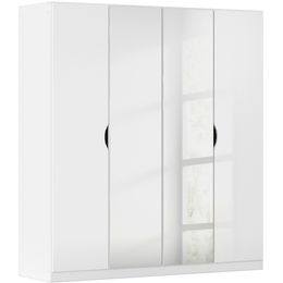 Kleiderschrank Rauch "Freiham Drehtürenschrank Schrank Garderobenschrank Breite 91cm", weiß (weiß hochglanz), B:181cm H:197cm T:54cm, Holzwerkstoff, Schränke, Kleiderschrank, Schlafzimmerschrank mit Spiegel und Griffmulden BESTSELLER