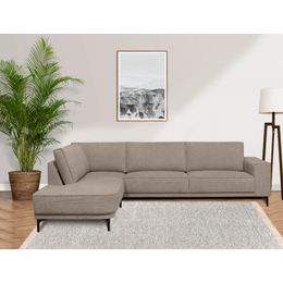 Ecksofa OTTO HOME "Casina", beige (liver), B:289cm H:85cm T:210cm, 90%Polyester, 10% Nylon, Sofas, Ecksofa, mit abgerundeter Ottomane, in einem weichen Chenille-Stoff