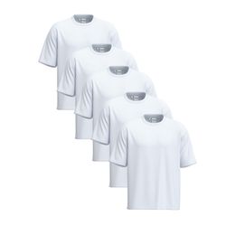 Rundhalsshirt Selected Homme "SLHCORMAC SS O-NECK TEE 5 PACK NOOS", Herren, Gr. L, weiß (hellweiß), Jersey, Obermaterial: 100% Baumwolle, unifarben, regular fit normal, Rundhals, Shirts