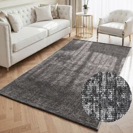 Teppich ELLE DECORATION "Prisma", silber grau, B:160cm H:5mm L:230cm, Baumwolle, Polyester, Teppiche, Teppich, Glanz-Effekt, Karo Design, Kachel-Optik, Wohnzimmer, Schlafzimmer,Flur