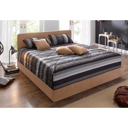 Polsterbett ""Davos", OTTOs Choice Topseller", braun, B:165cm H:98cm L:210cm, Bezug Bett: Microfaser (100% Polyester);Bonnell-Federkernmatratze: 51% Polypropylen, 39% Polyester und 10% Baumwolle;Kaltschaummatratze: 100% Polyester, Bezug abnehm- und waschbar bis 60C, Westfalia Schlafkomfort, Betten, Polsterbett, inkl. Bettkasten bei Ausf&uuml;hrung mit Matratze