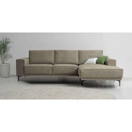 Ecksofa OTTO HOME "Polsterecke Oland, Struktur, Flachgewebe, Luxus-Microfaser, Boucle", braun, B:280cm H:85cm T:152cm, 100% Polyester, Sofas, Ecksofa, L-Form, 280 cm, Wellenunterfederung, Skandi-Design, Metallf&uuml;&szlig;e