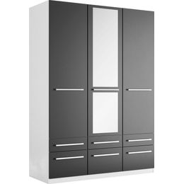 Kleiderschrank Priess "Schrank Garderobe Wäscheschrank Barcelona in 5 Breiten", schwarz (schwarz, weiß), B:140cm H:193cm T:54cm, Holzwerkstoff, Schränke, viel Stauraum, geräumige Schubkästen, mit Spiegel, MADE IN GERMANY